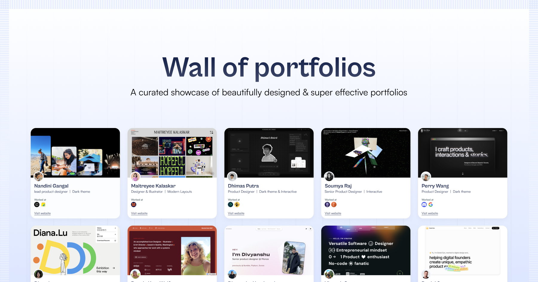 Wall of Portfolios